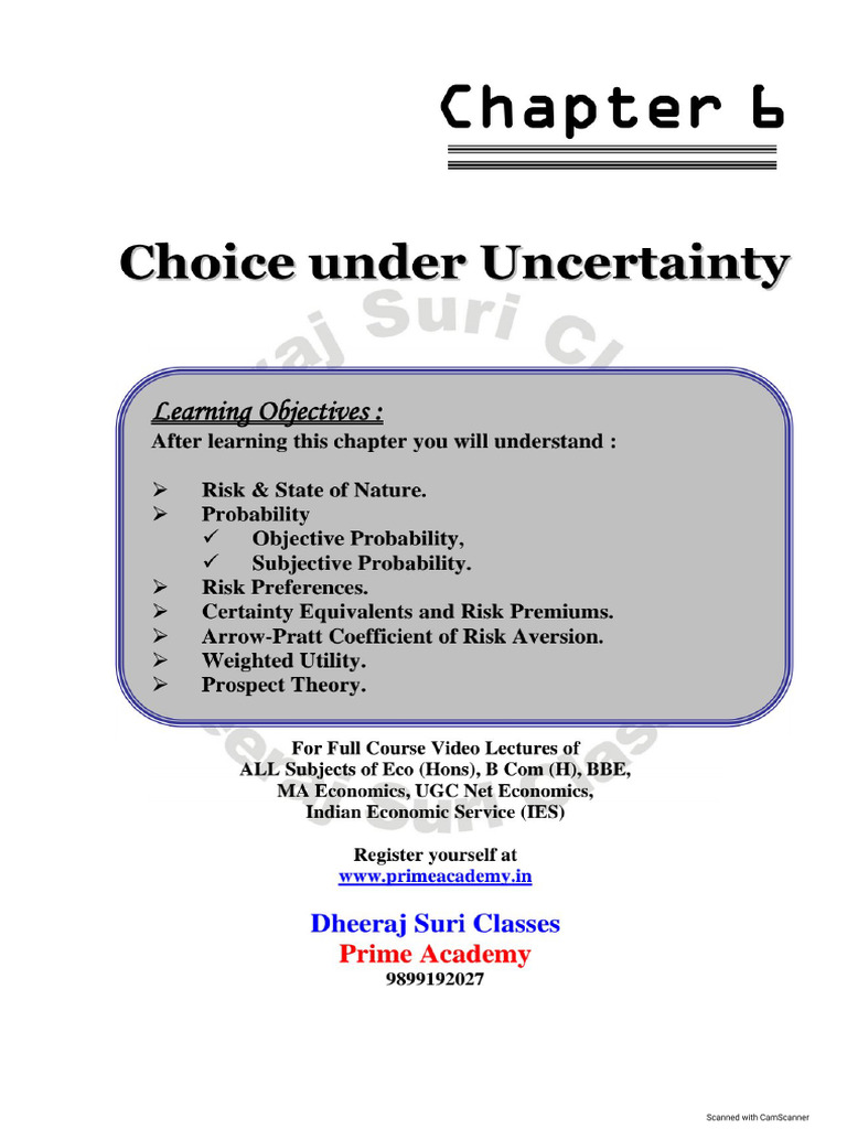 Chapter 6 Choice Under Uncertainty | PDF