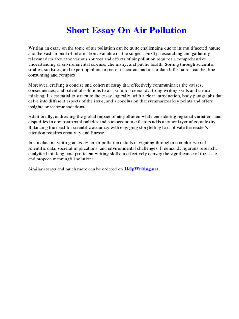 Short Essay On Air Pollution | PDF | Behavior