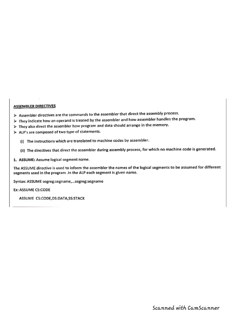 Assembler Directives | PDF