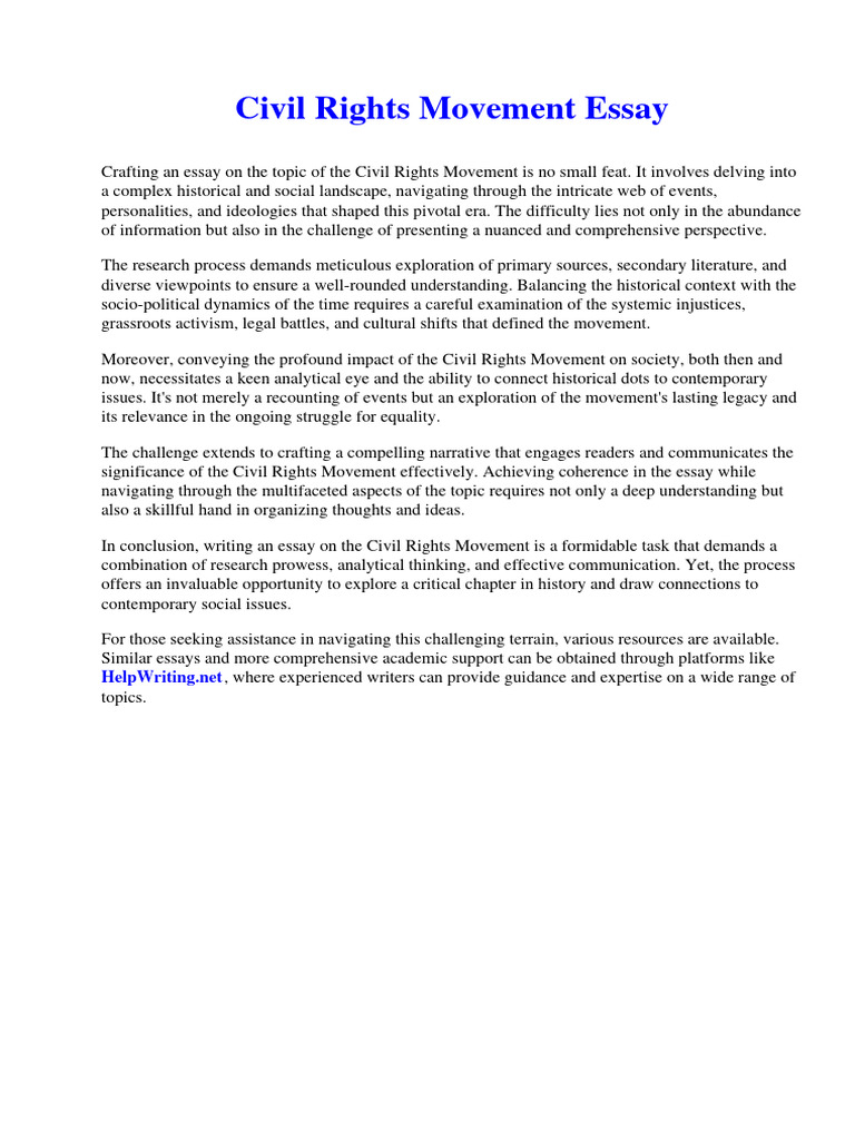 Civil Rights Movement Essay Pdf