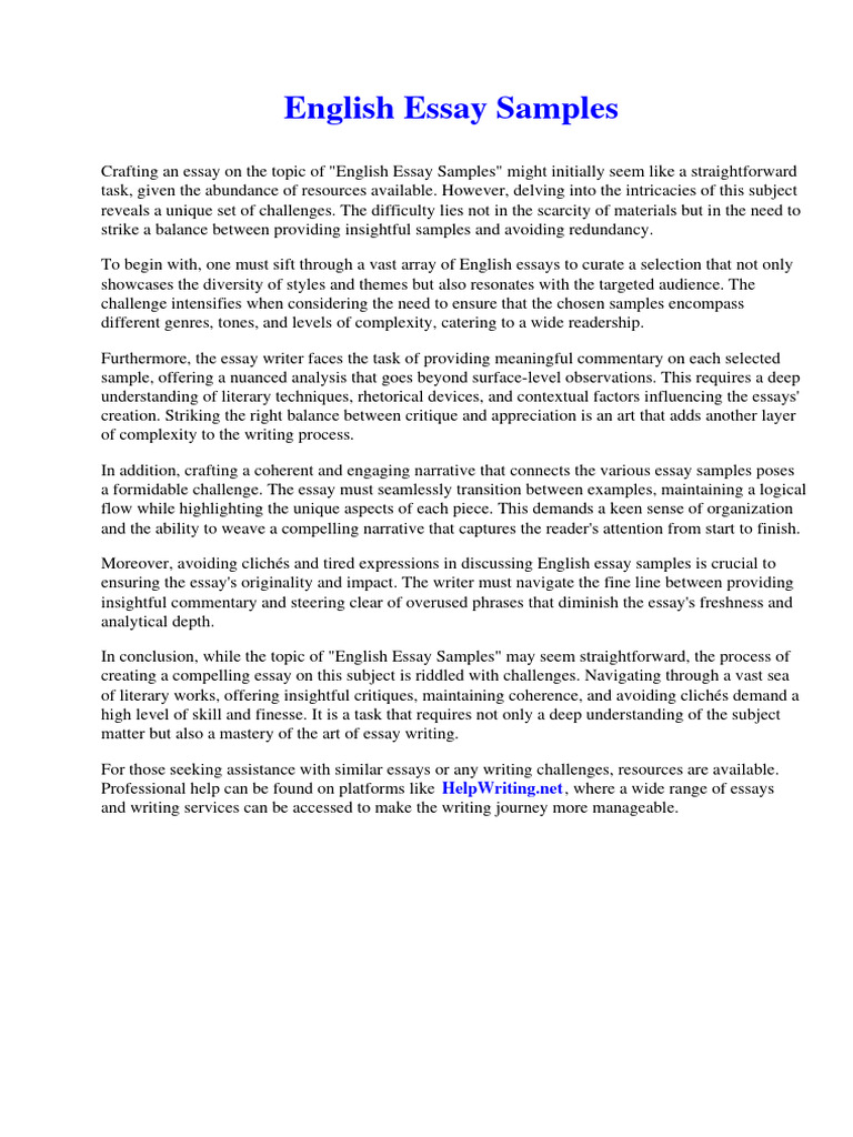 English Essay Samples | PDF | Essays | Ben Carson