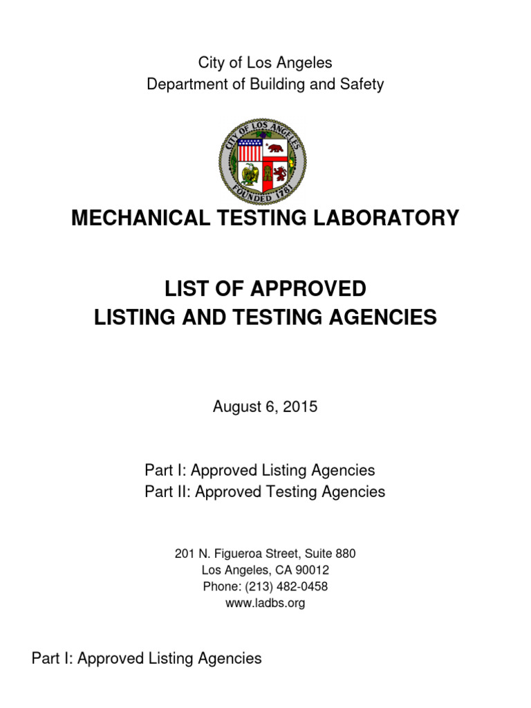 MTL Testing Agencies | PDF | Law | Technology & Engineering