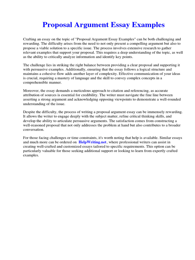 Proposal Argument Essay Examples | PDF | Sprint Corporation Proposal Argument Essay Examples | PDF | Sprint Corporation