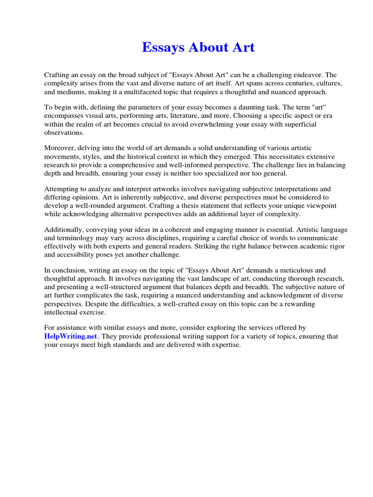 Essays About Art | PDF | Essays