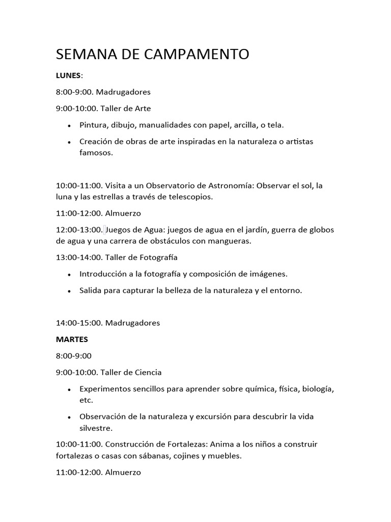 Semana de Campamento | PDF