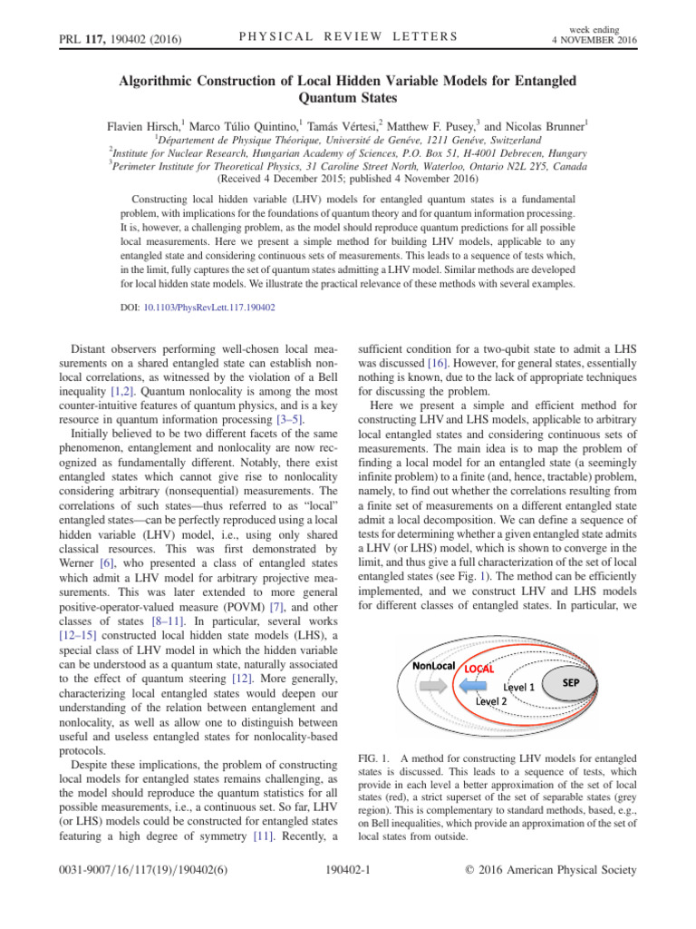 Algorithmic Construction of Local Hidden Variable Models For Entangled ...