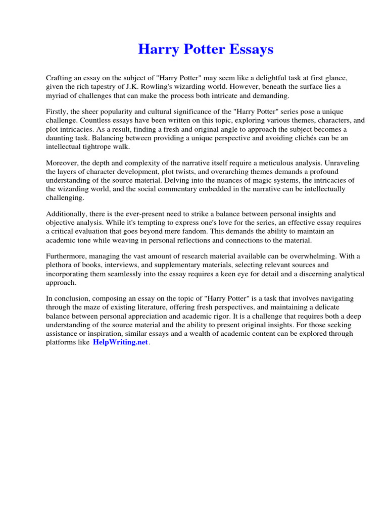 Harry Potter Essays | PDF