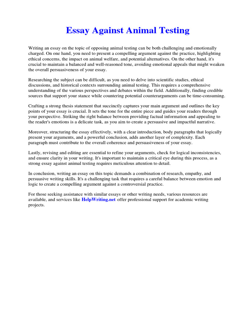 Essay Against Animal Testing | Download Free PDF | Objectivity ...