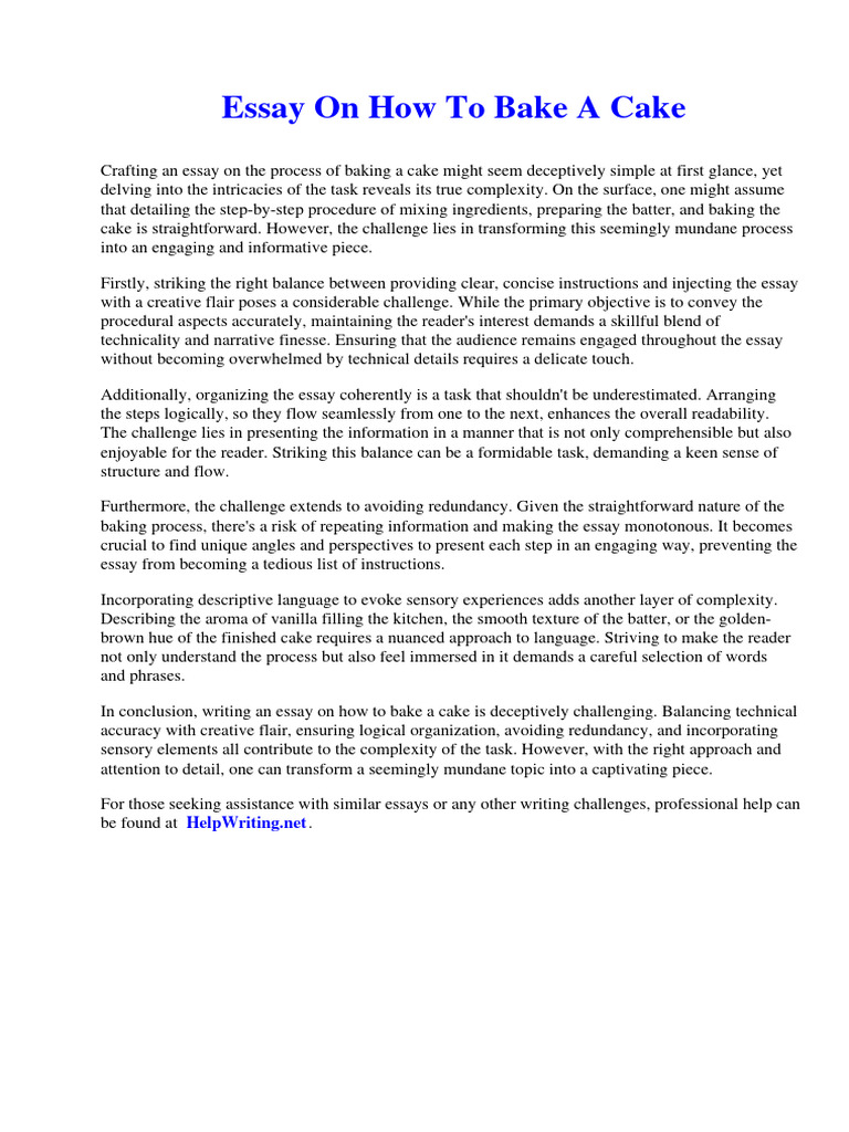 Essay On How To Bake A Cake | PDF