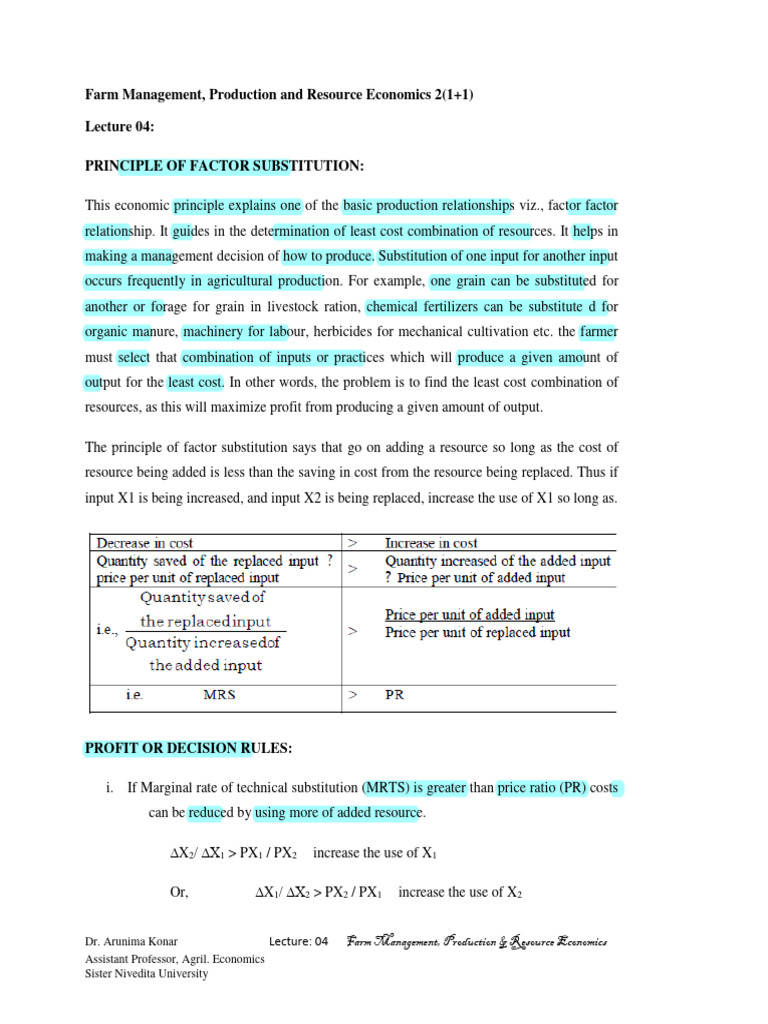 Lec 4 Factor Substitution PDF | PDF | Economics | Economies