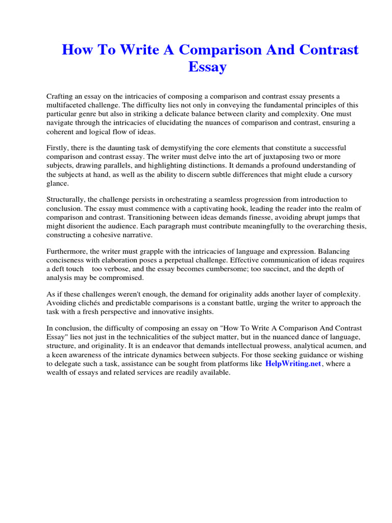 How To Write A Comparison and Contrast Essay | Download Free PDF ...