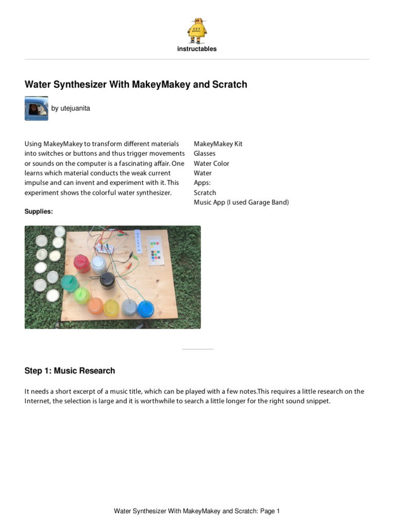 Water Synthesizer With MakeyMakey and Scratch | PDF