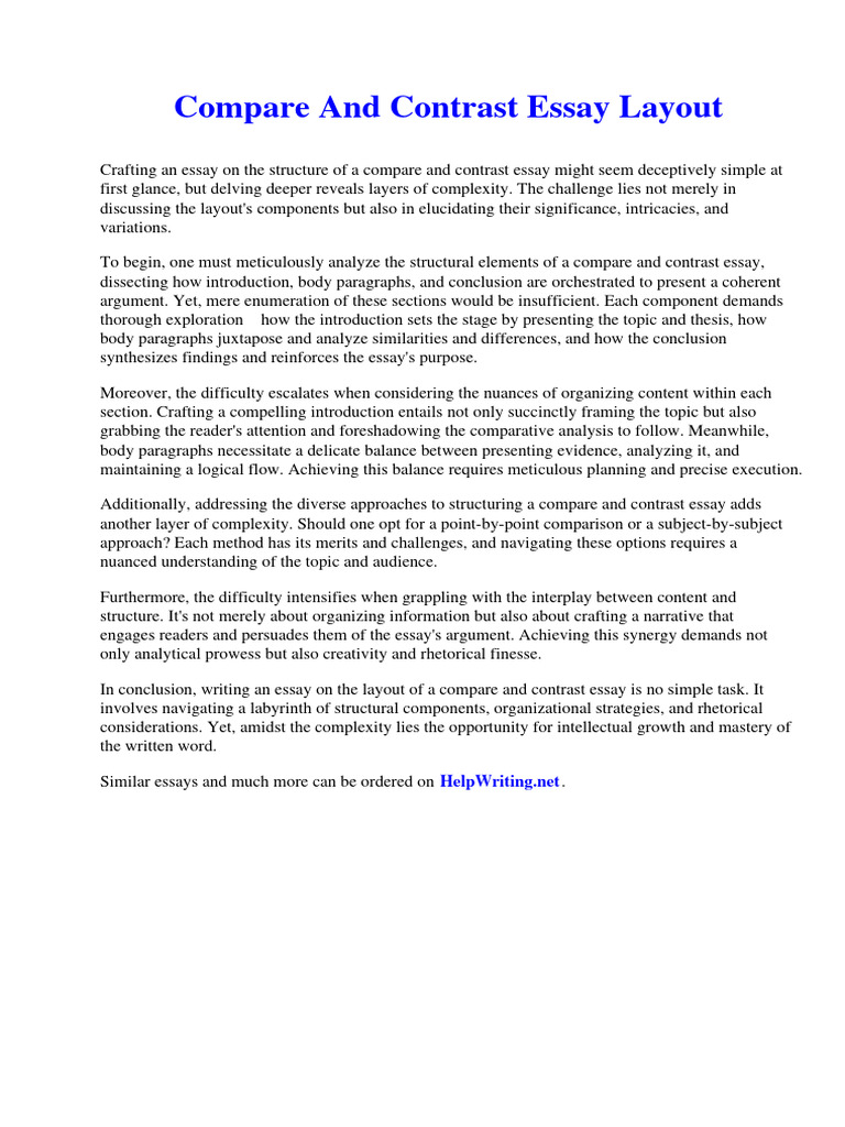 Compare and Contrast Essay Layout | PDF | Hate Crimes | Los Angeles ...
