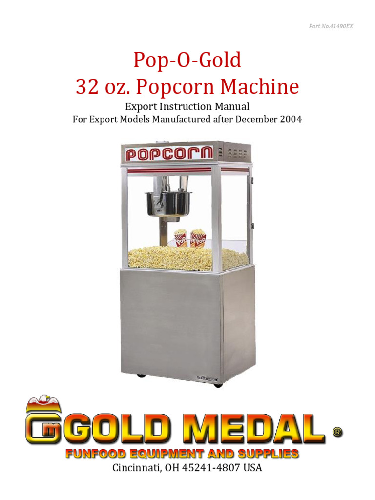 2011 Export Series Pop-O-Gold 32 Oz Popcorn Machine 41490EX | PDF ...