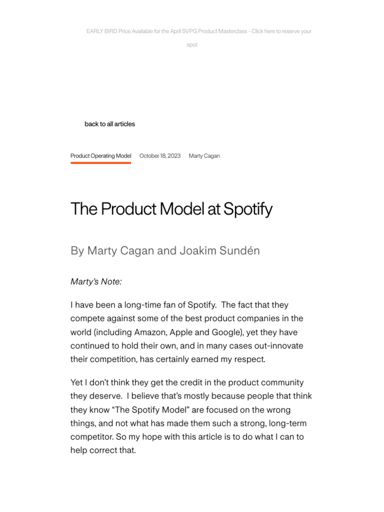 The Product Model at Spotify - Silicon Valley Product Group - Silicon ...