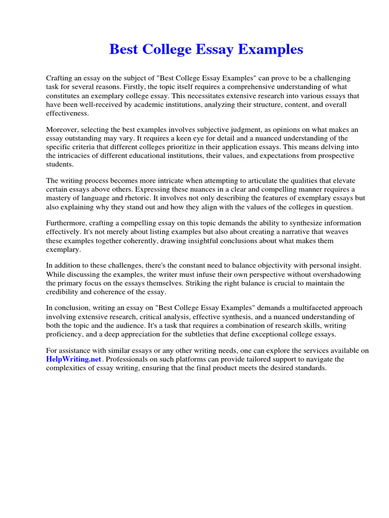 Best College Essay Examples | PDF | Essays