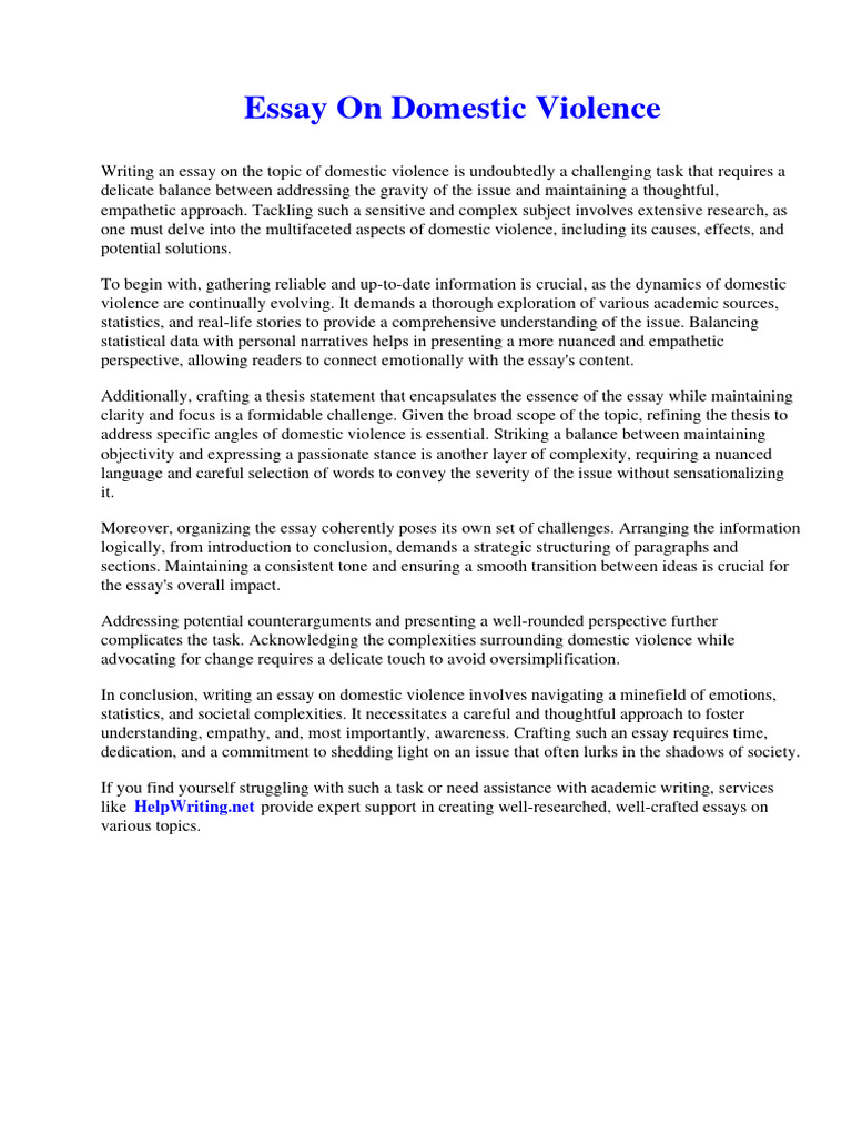 Essay On Domestic Violence | PDF | Egyptian Pyramids | Essays