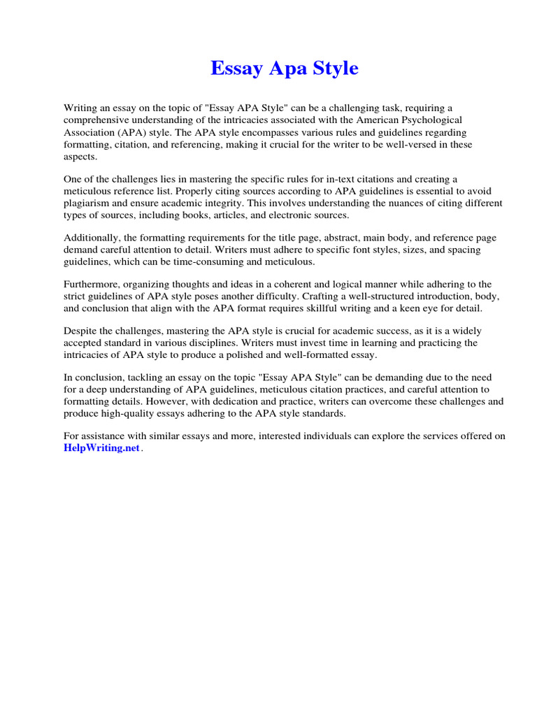 Essay Apa Style | PDF
