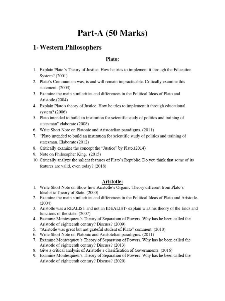 Pol. Science Paper I A Past Paper Analysis | PDF | Social Contract ...