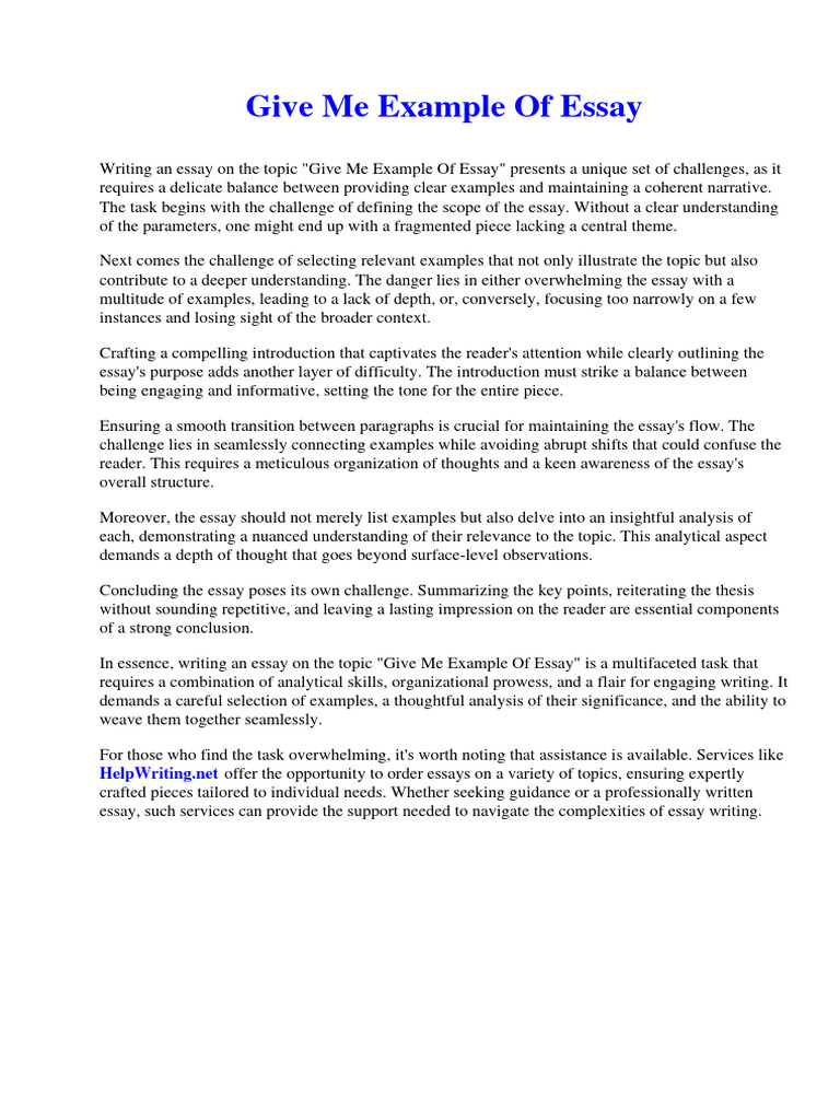 Give Me Example of Essay | PDF