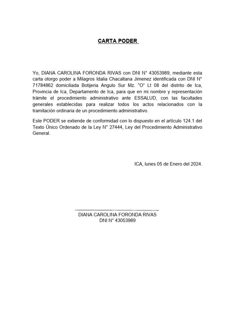 Carta Poder Simple | PDF