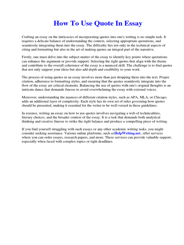 How To Use Quote in Essay | PDF | Harriet Tubman