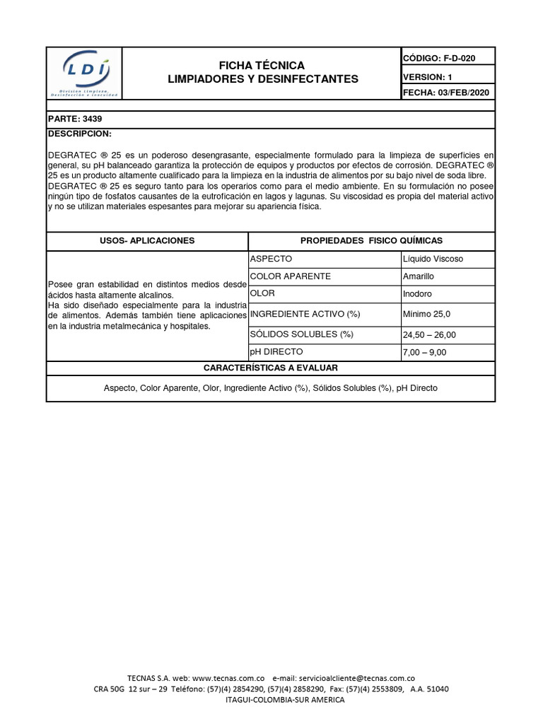 FDS Degratec 25 | PDF