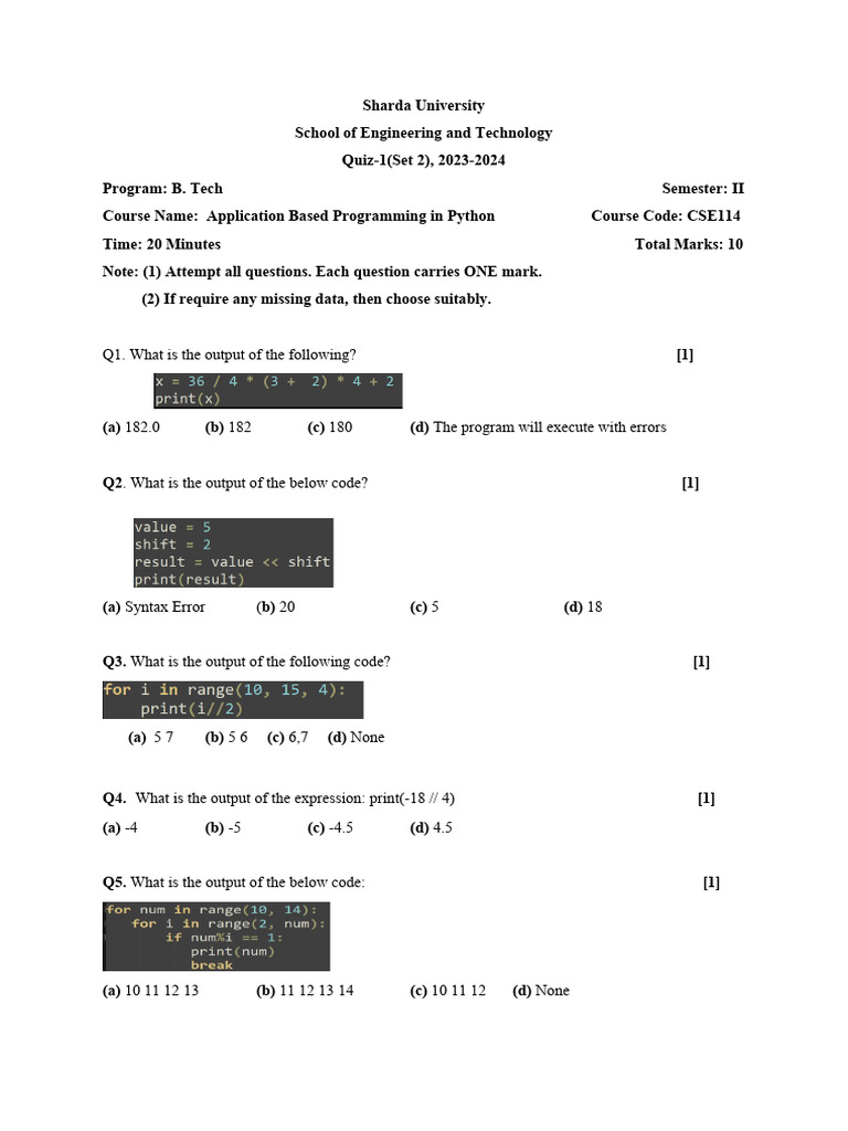 Python Quiz | Download Free PDF | Software | Computer Programming