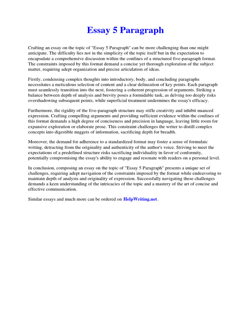 Essay 5 Paragraph | PDF | Essays | Knowledge