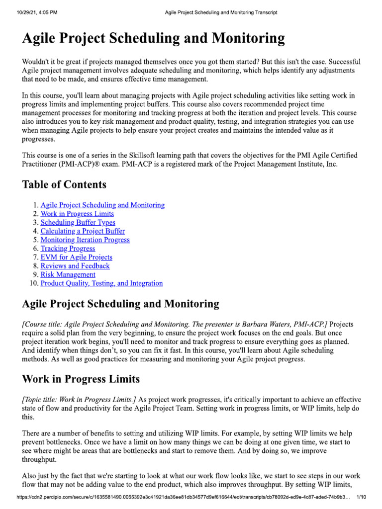 Agile Project Scheduling | PDF