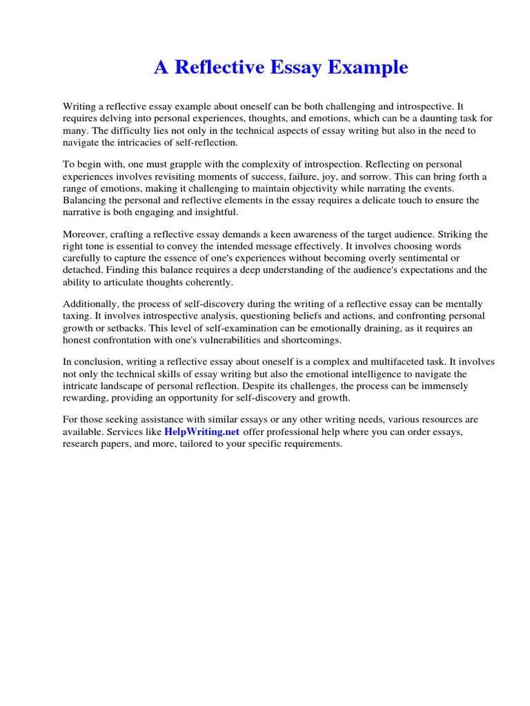 A Reflective Essay Example | PDF