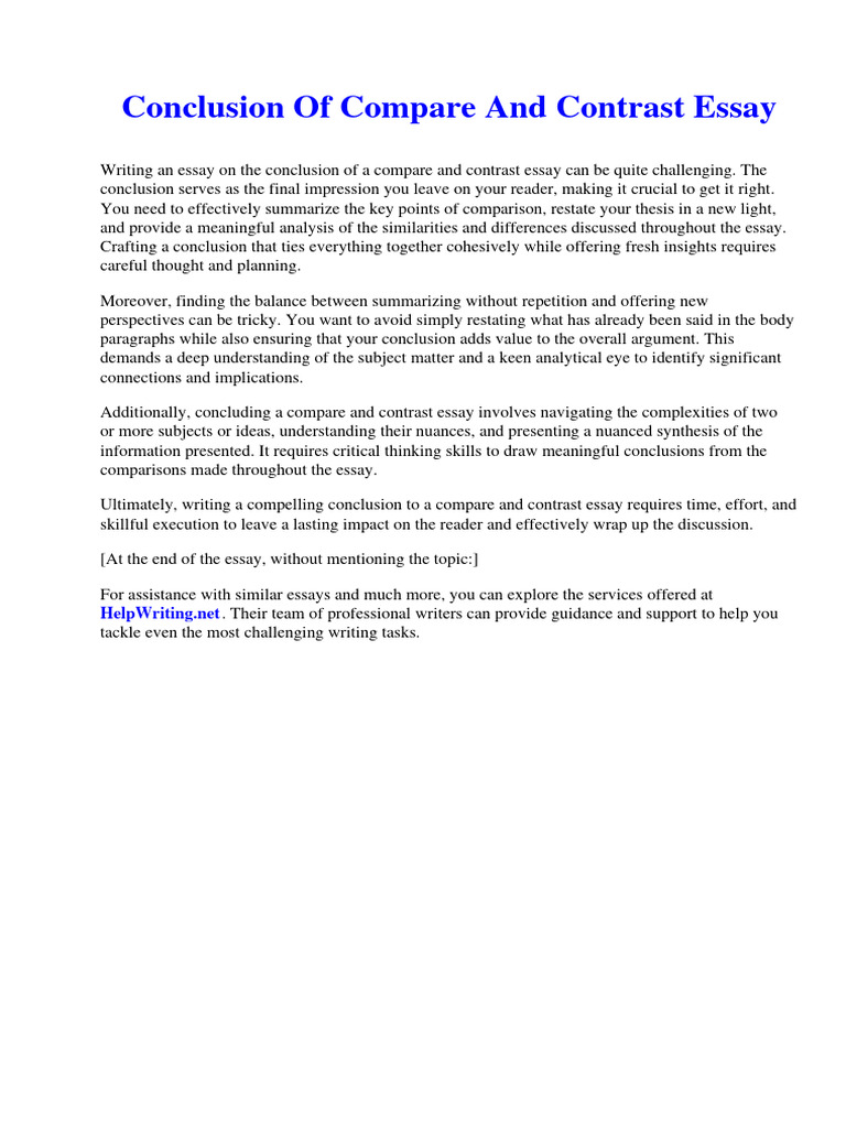 Conclusion of Compare and Contrast Essay | PDF | Essays | Aeneid