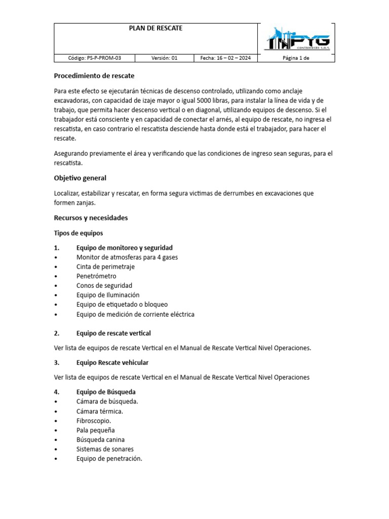 Procedimiento de Rescate | PDF | Agua Procedimiento de Rescate | PDF | Agua