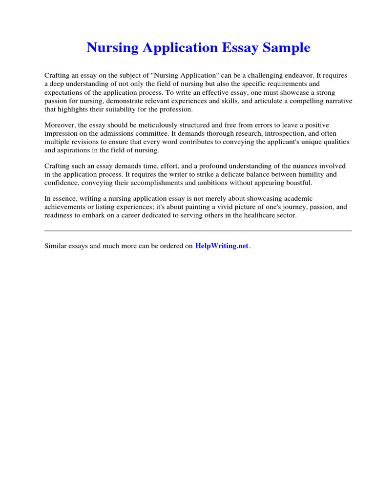 Nursing Application Essay Guide | PDF