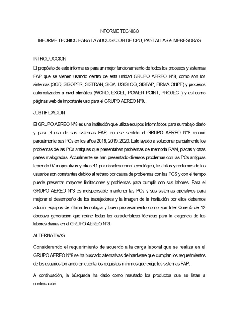 Informe Tecnico 2024 | PDF | Compatibles con PC Ibm | Unidad de estado sólido