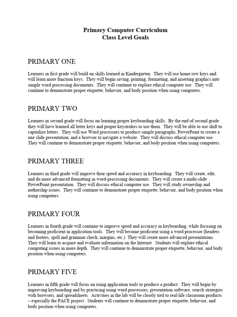 Computer Curriculum | PDF | Computer Keyboard | World Wide Web