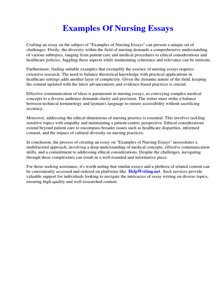 Examples of Nursing Essays | PDF | Hypertension | Diastole