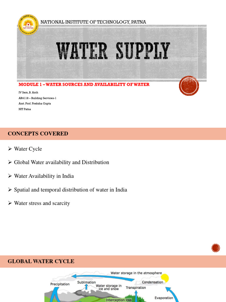 WATER SUPPLY - 1 (Sem 4) | PDF | Water | Water Scarcity