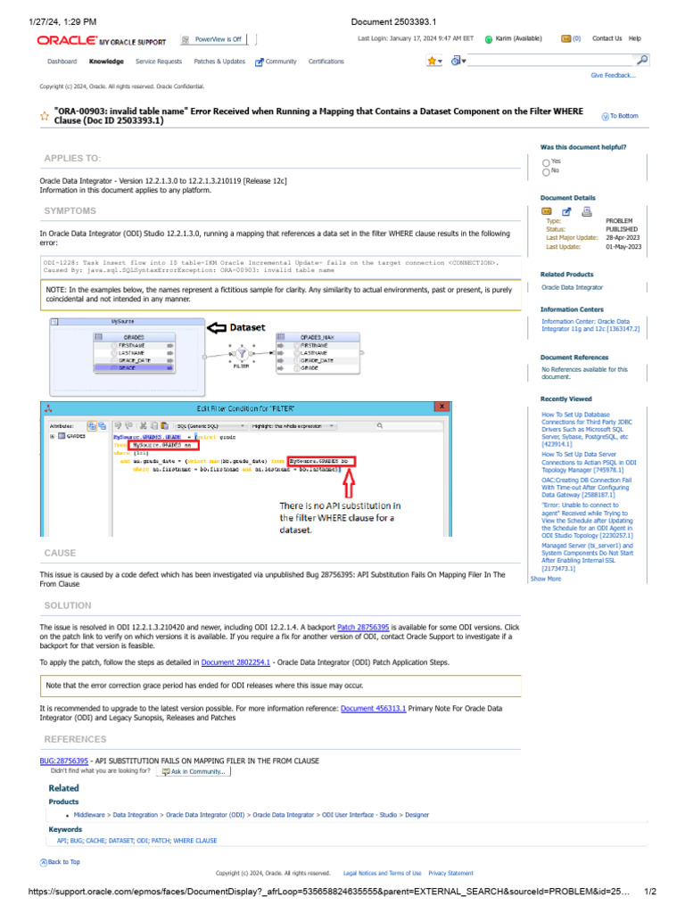 Document 2503393.1 | PDF | Oracle Database | Postgre Sql
