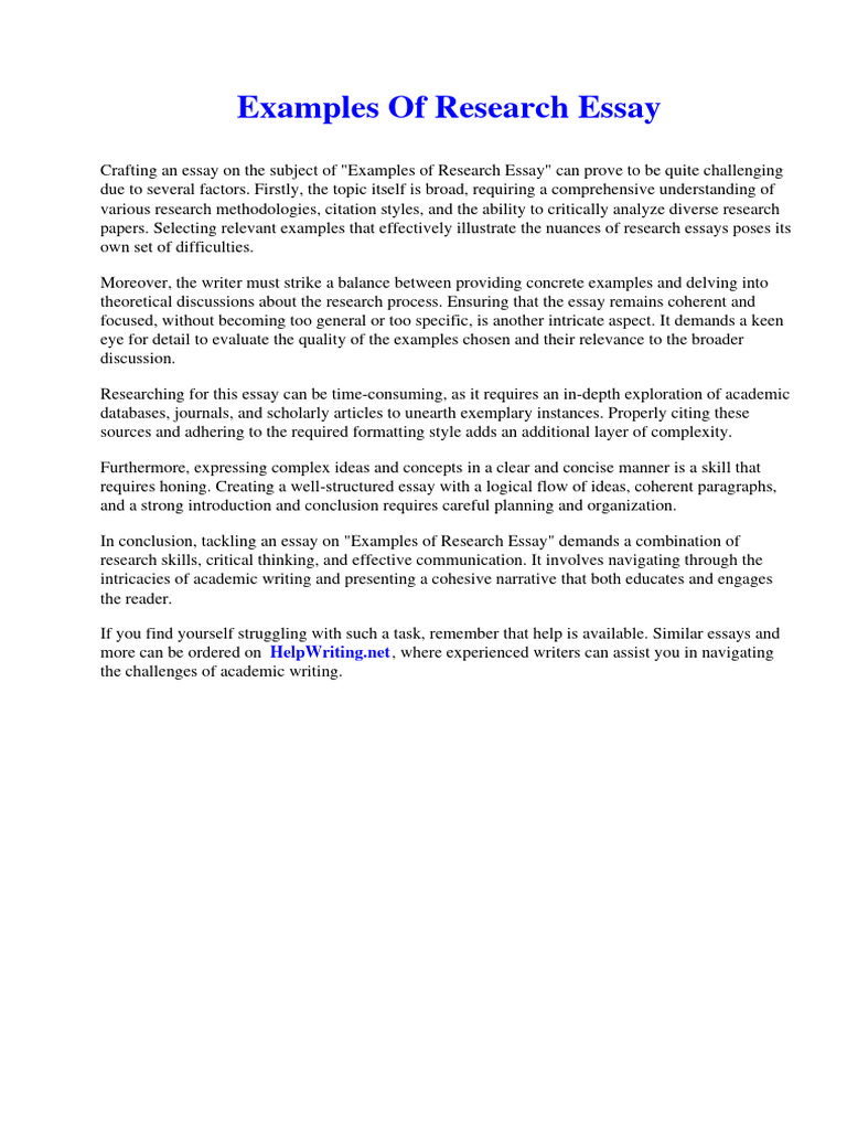 Examples of Research Essay | PDF | Combined Sewer | Essays