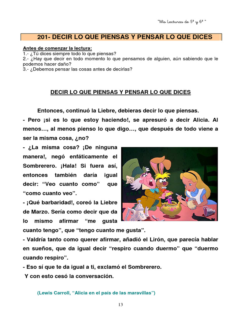 Lectura Sexto Grado | PDF | El Principito | Las aventuras de Alicia en ...