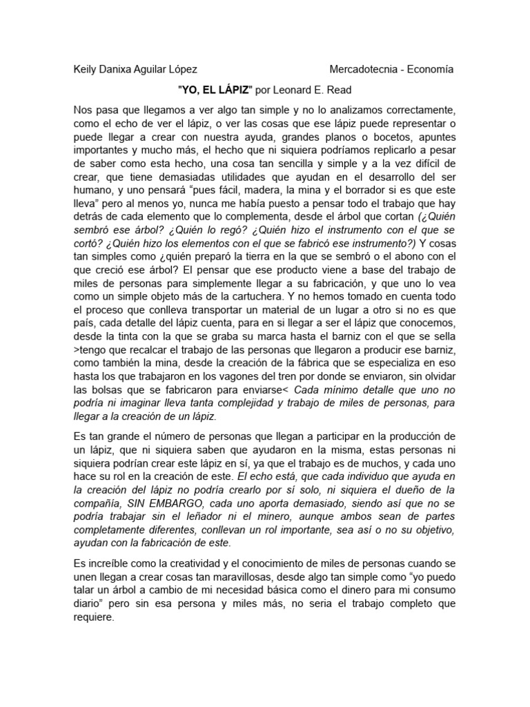 Yo El Lápiz | PDF | Lápiz