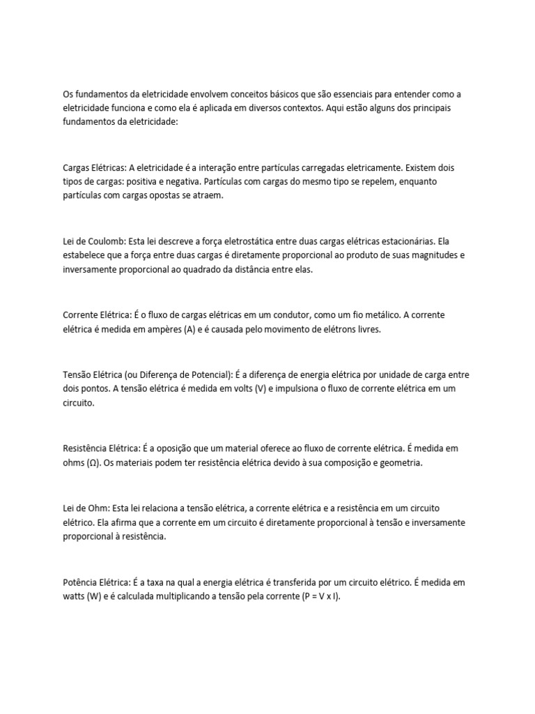 Fundamentos Da Eletricidade Pdf