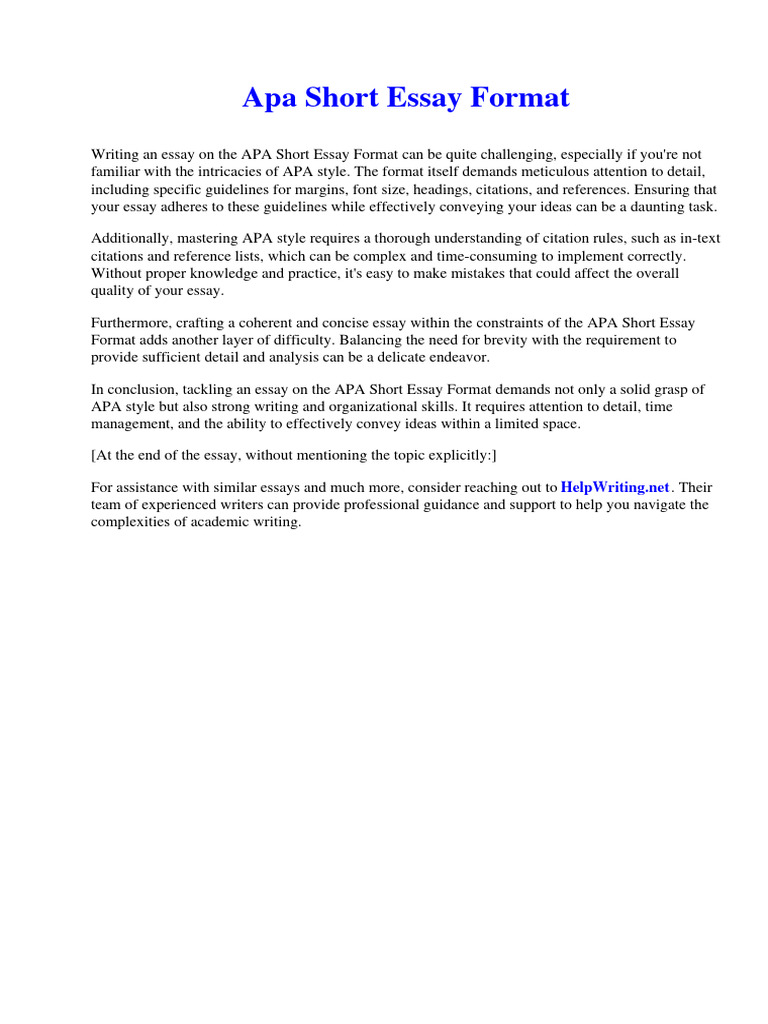 Apa Short Essay Format | Download Free PDF | Essays | Longitude