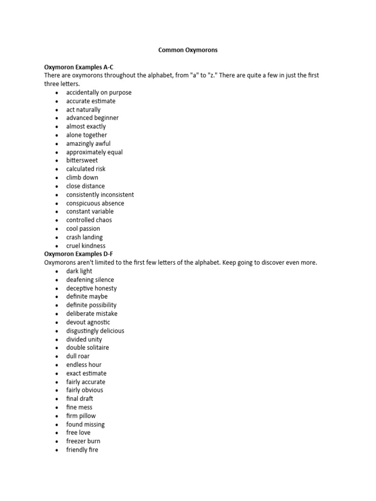 Common Oxymorons | PDF