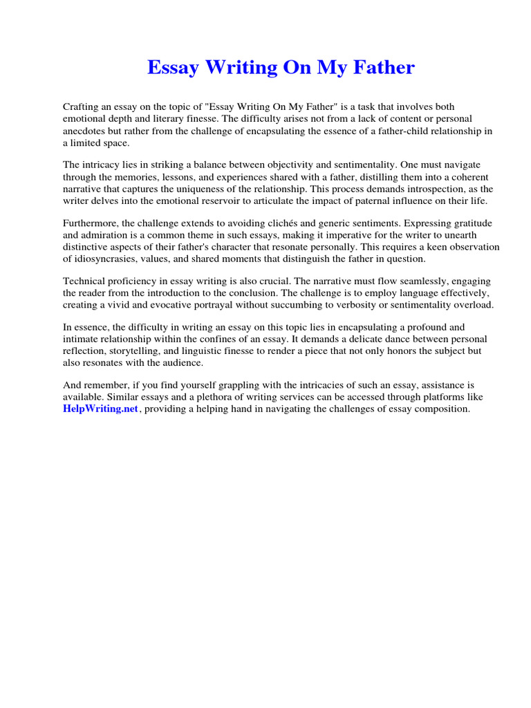 Essay Writing on My Father | PDF | Essays | Narrative