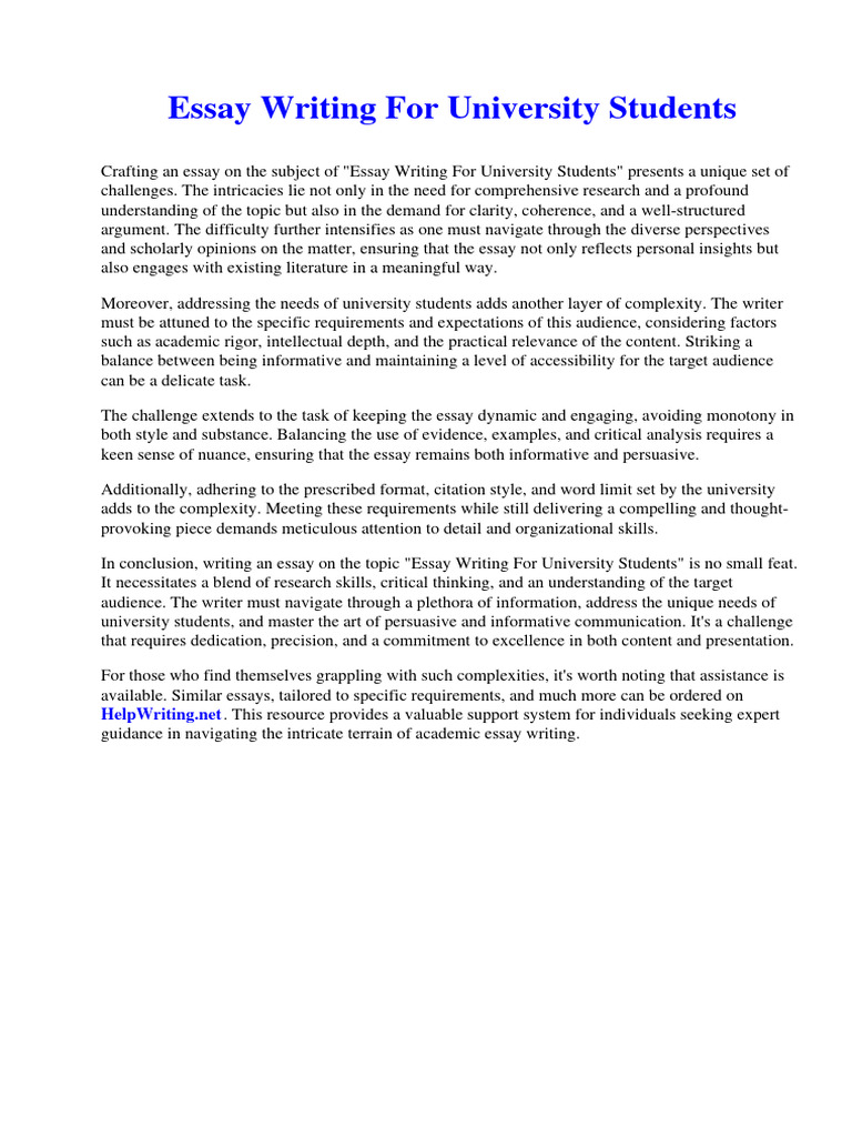 Essay Writing For University Students | PDF | Essays | Critical Thinking