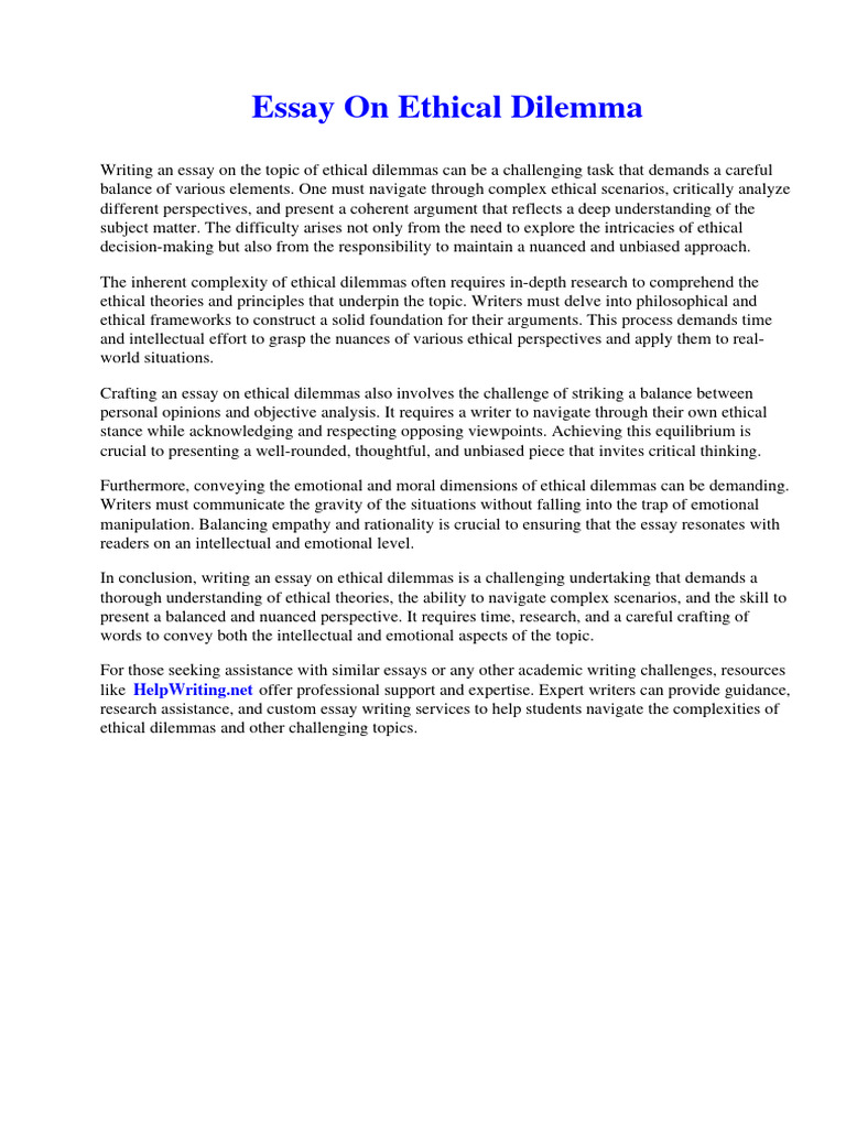 Essay On Ethical Dilemma | PDF