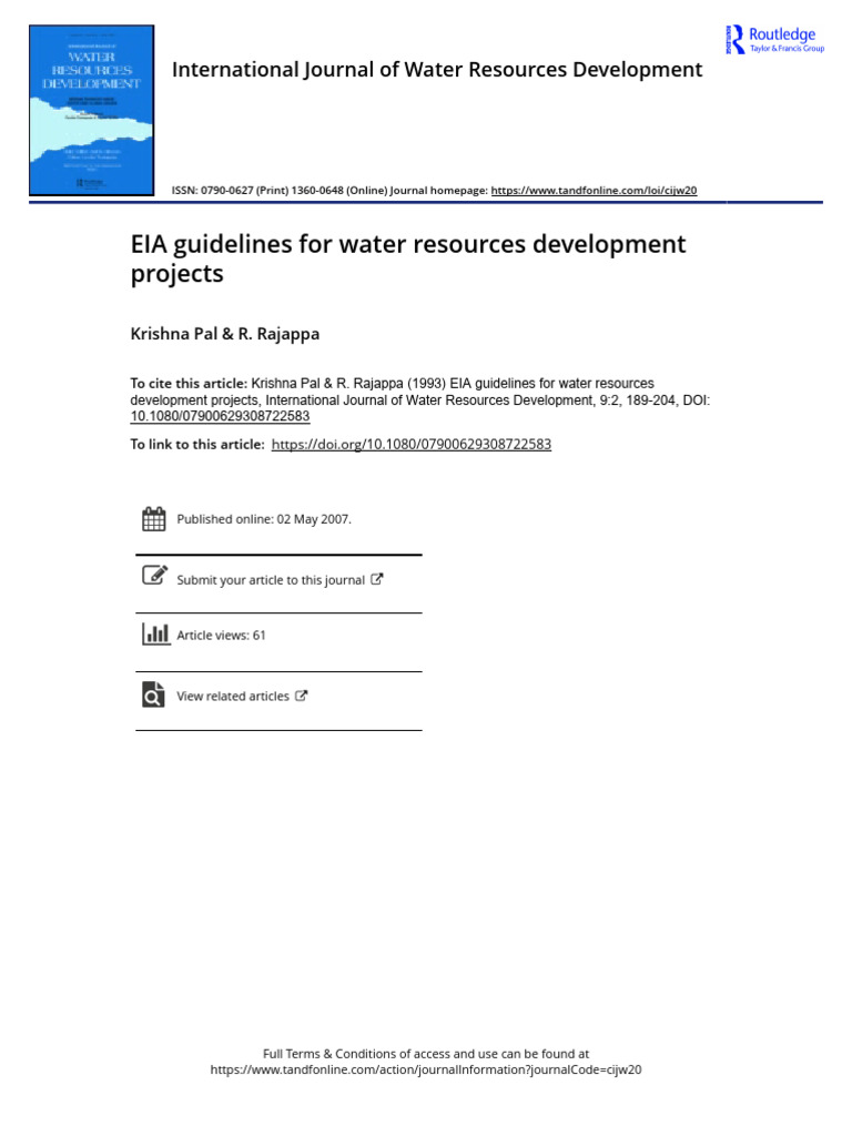 EIA Guidelines for Water Projects | PDF | Environmental Impact Assessment | Reservoir