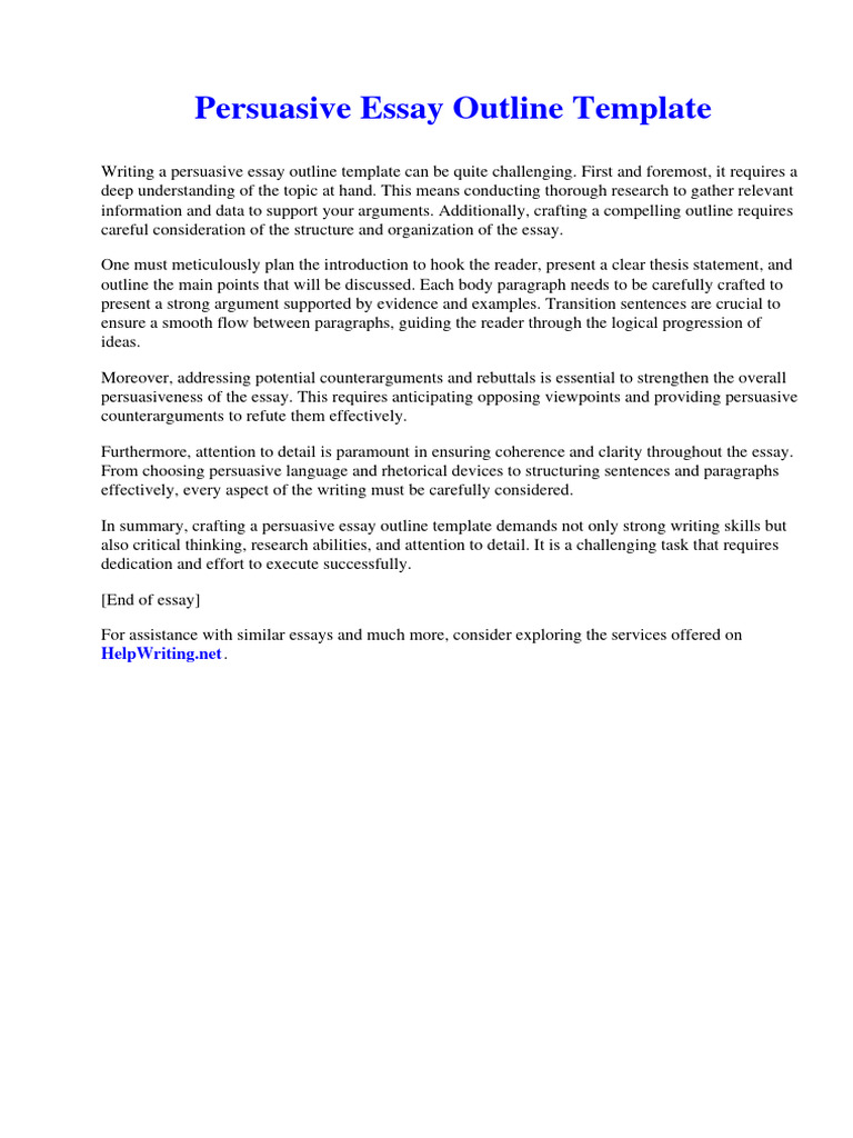 Persuasive Essay Outline Template | PDF